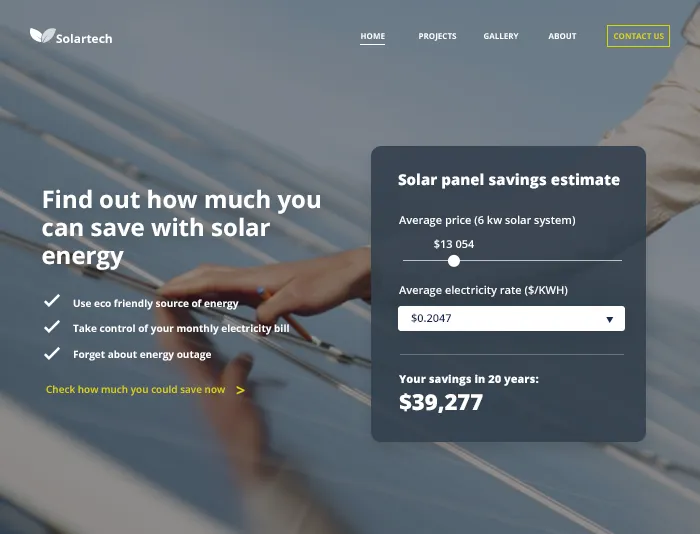 Solar panel cost savings calculator | CALCONIC_