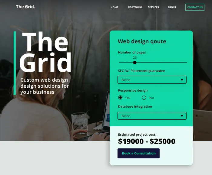Web design price quote calculator | CALCONIC_